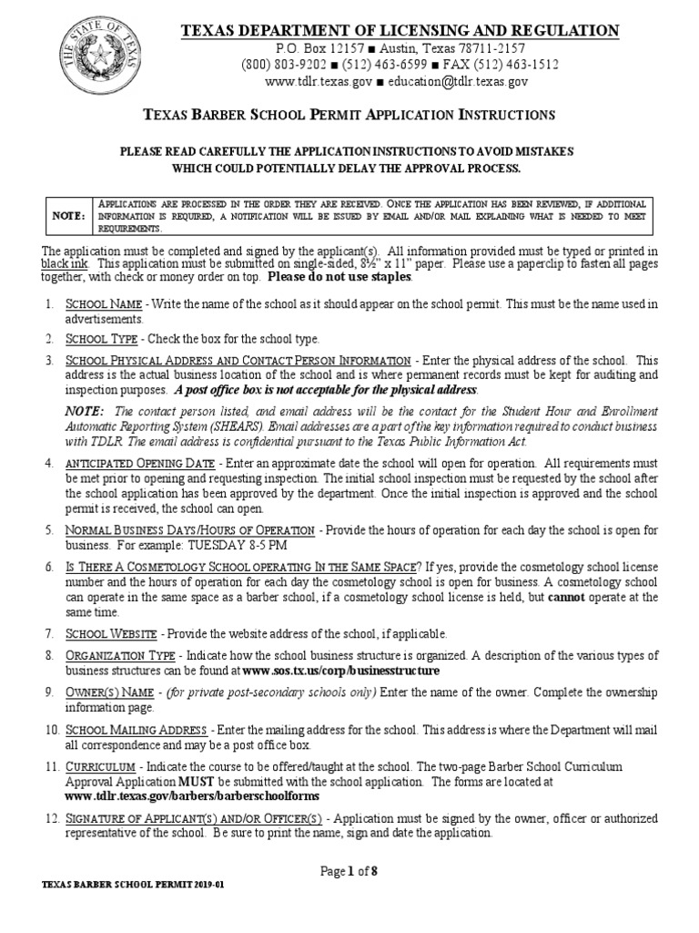 Barber School Application Packet | PDF | Social Security Number