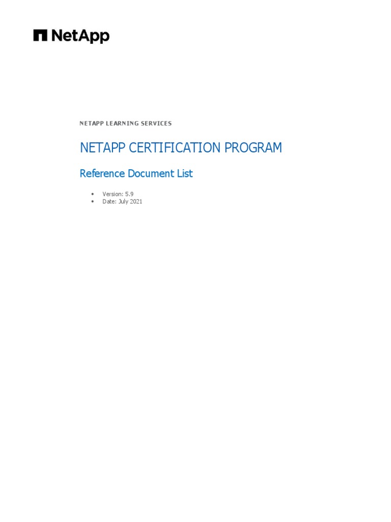 Netapp Certification Program: Reference Document List | Download Free PDF | Cloud Computing | Data