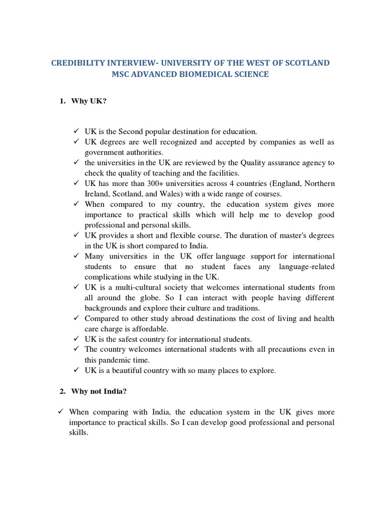 UWS MSc Advanced Biomedical Science Overview | PDF | Master's Degree ...