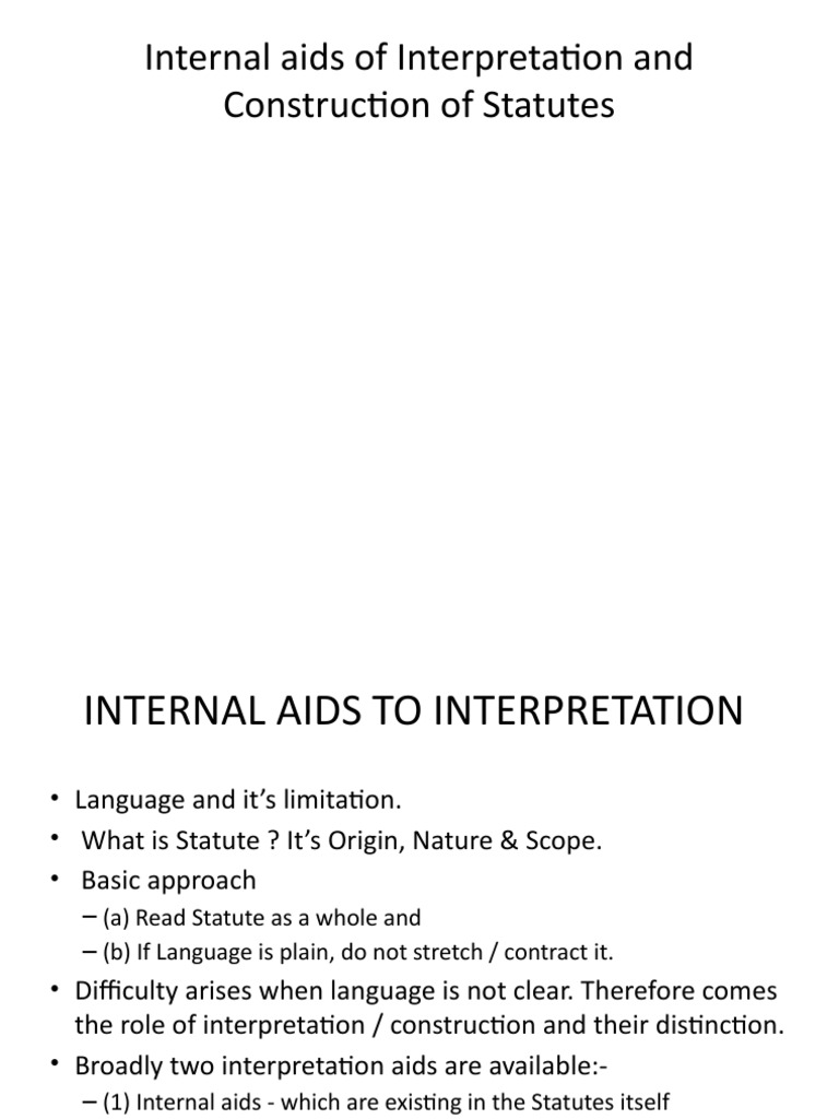 Internal Aids of Interpretation and Construction of Statutes | PDF ...