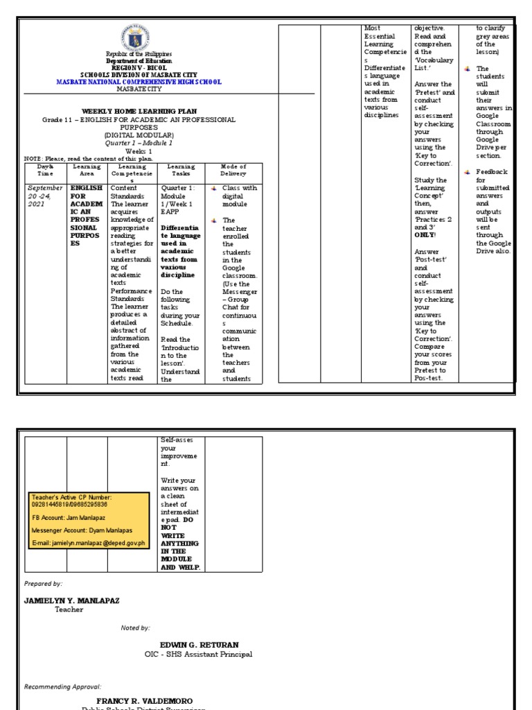 EAPP WEEK1 Digital Modular Class | PDF | Learning | Communication
