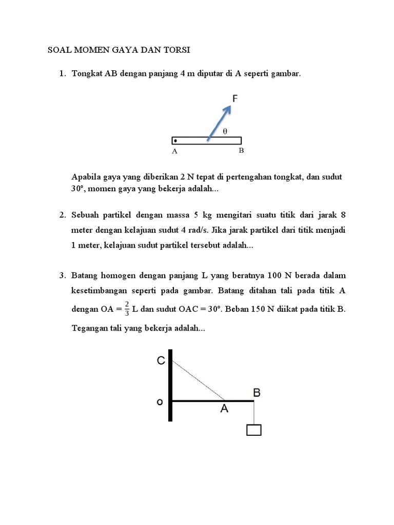 Soal Momen Gaya Dan Torsi | PDF