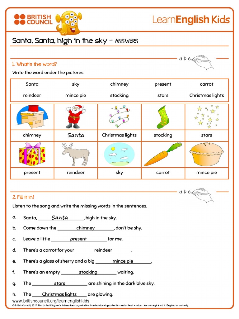 Santa, Santa, High in The Sky - : Answers | PDF | Santa Claus | Santa ...