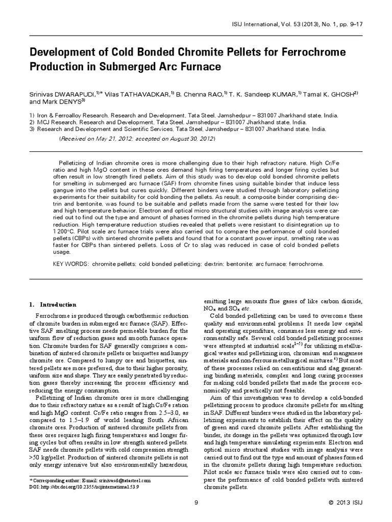 Chrome Pre Reduced Pellets | PDF | Cement | Chromium