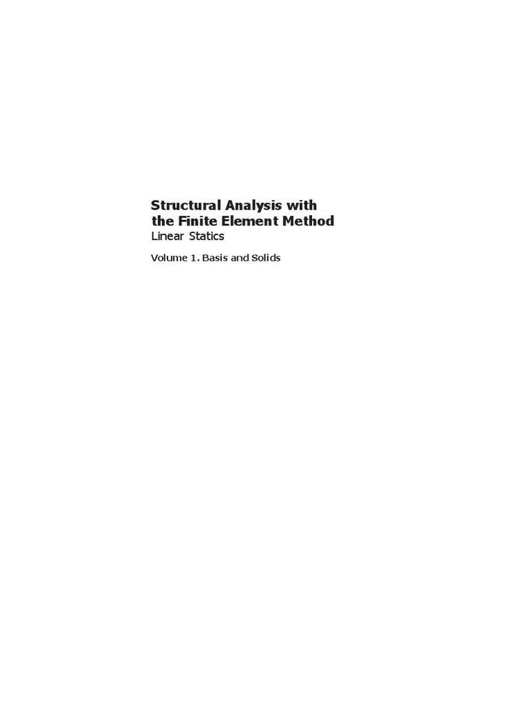 Structural Analysis With The Finite Element Method: Linear Statics | PDF | Finite Element Method ...