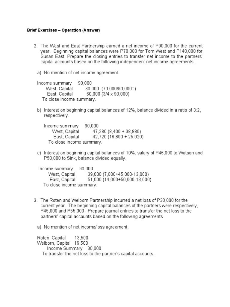 Closing Entries for Partnership Income | PDF | Trade | Business