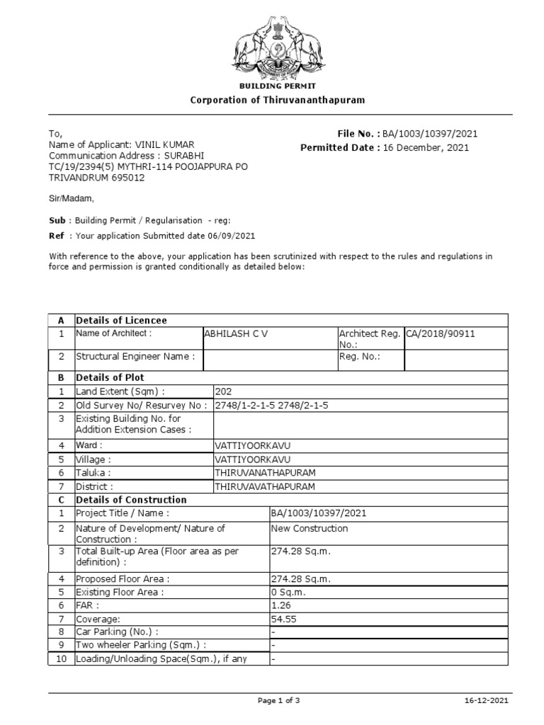 Permit-BA 1003 10397 2021 | PDF