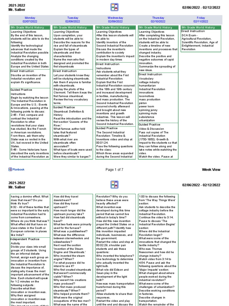 9th Grade World History Q3 Week 5 | PDF | Industrial Revolution | Steamboat