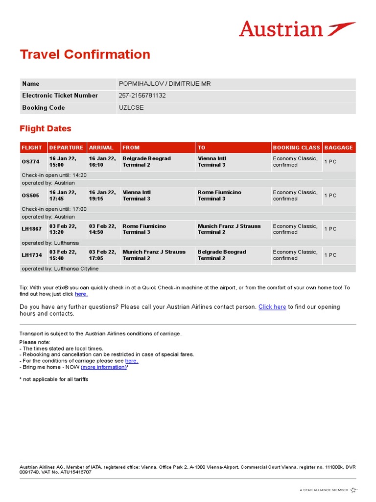 Travel Confirmation: Flight Dates | PDF | Airlines | Transport