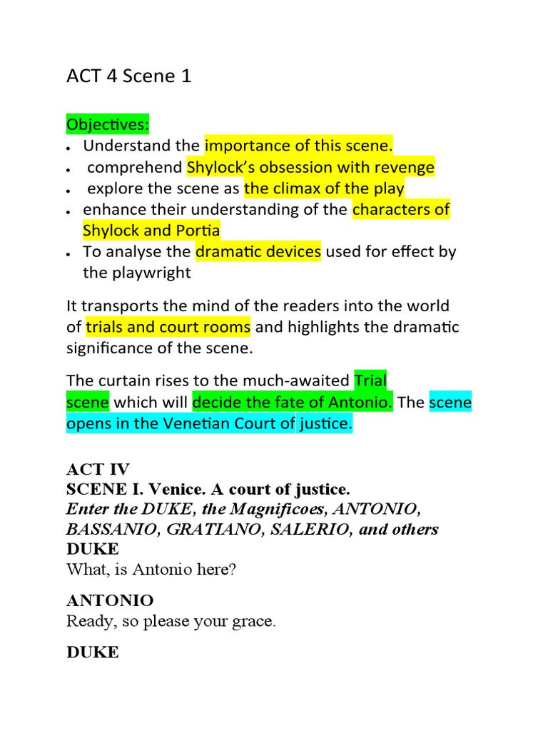 Act 4 Scene 1 | PDF | The Merchant Of Venice