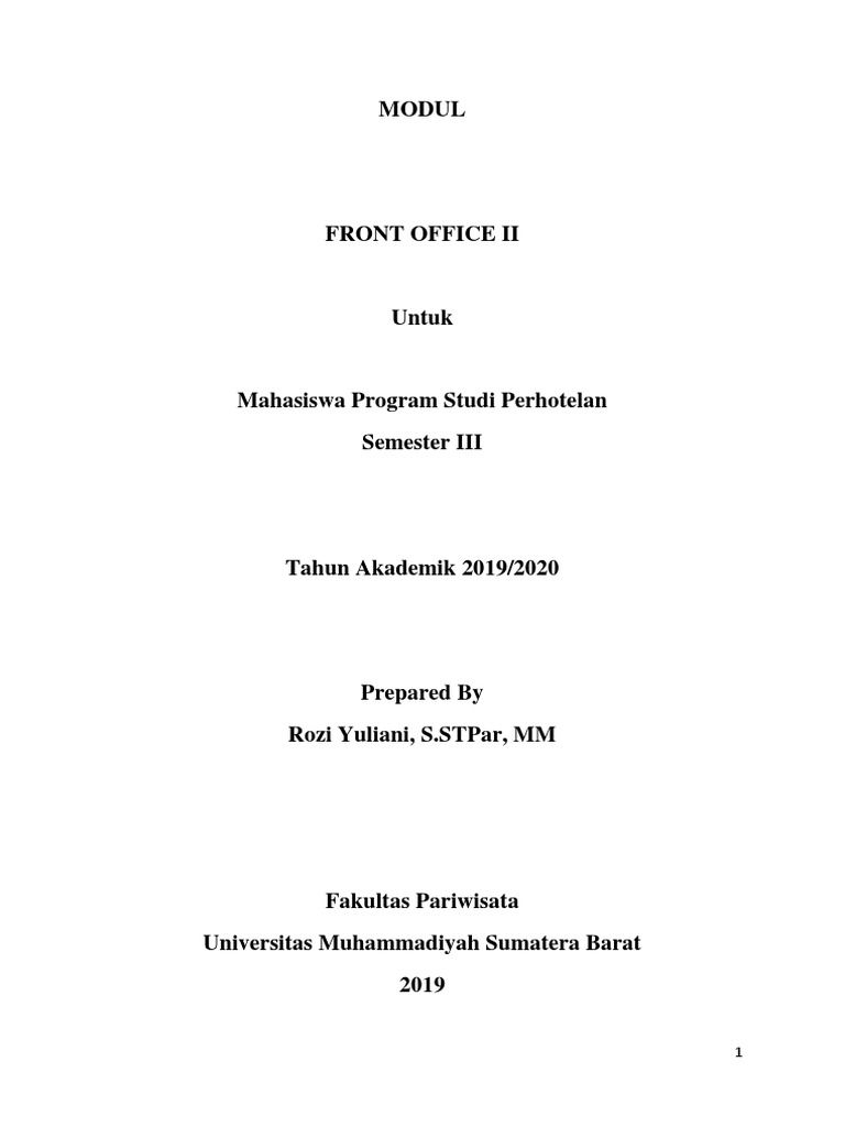 Modul Front Office II | PDF