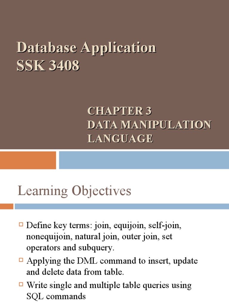Chapter03-02 - Data Manipulation Language | PDF | Computer Science | Data
