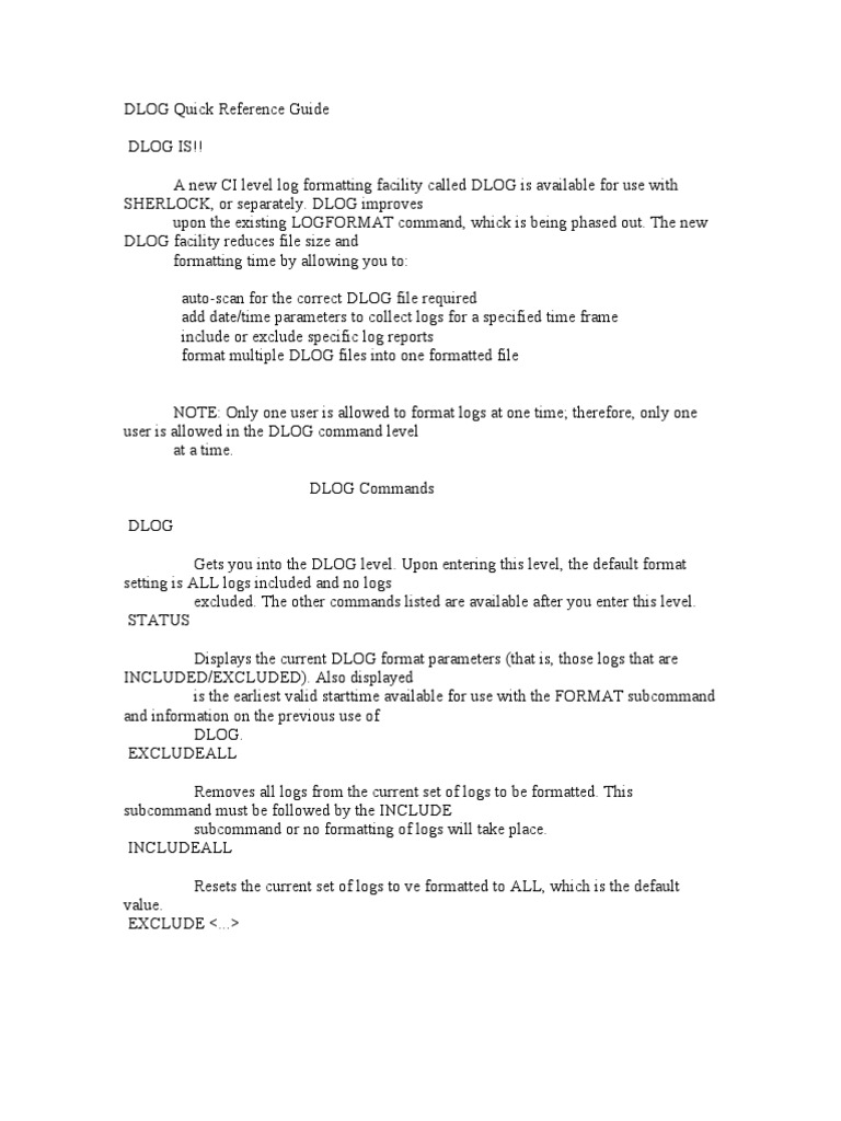 DLOG Quick Reference Guide | PDF | File Format | Computer File