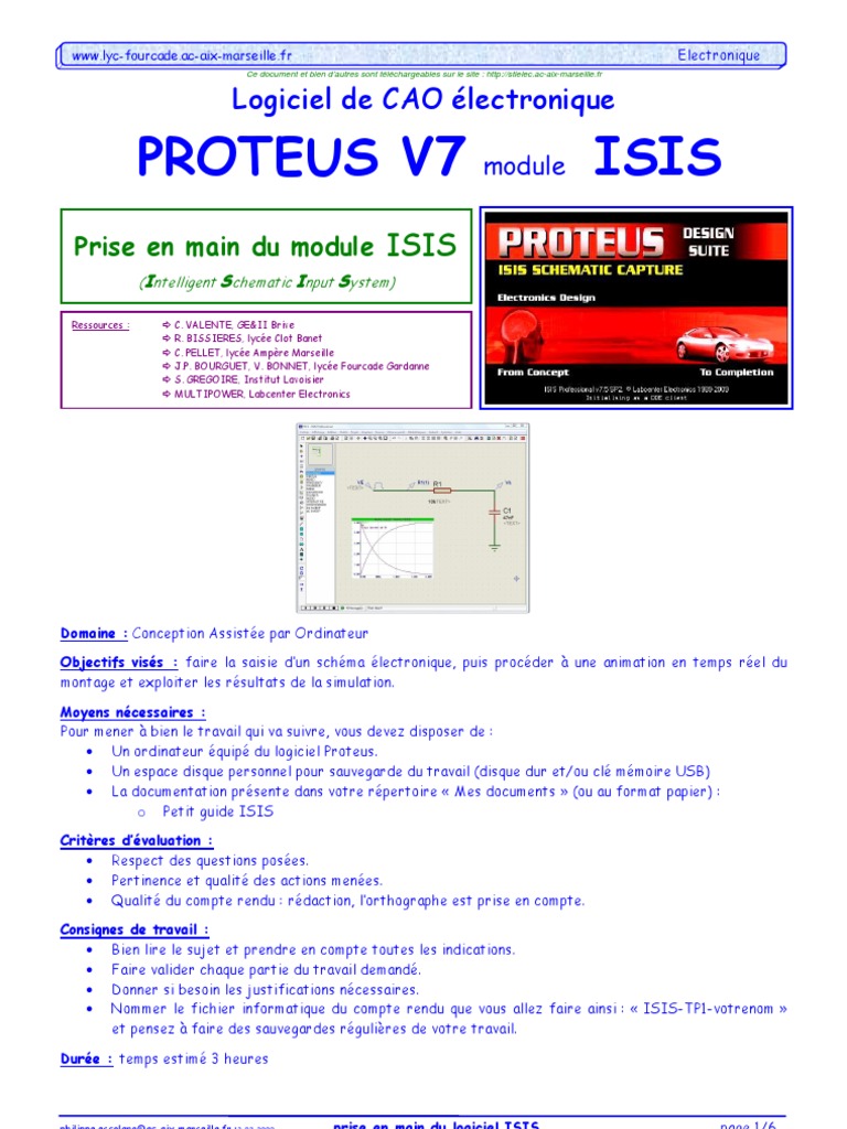 Prise en main du logiciel Proteus ISIS | PDF | Conception assistée par ...