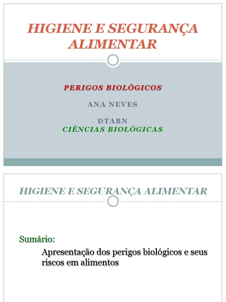 Perigos Biológicos em Alimentos | PDF | Segurança dos alimentos ...