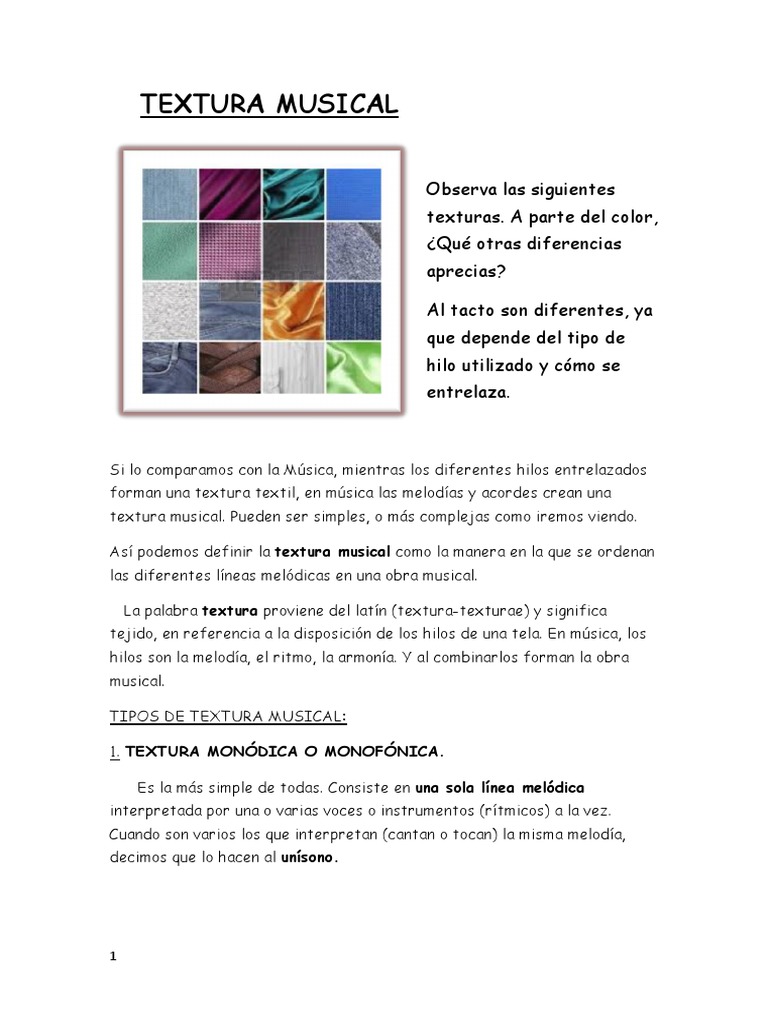 Textura Musical | PDF | Melodía | Acorde (Música)