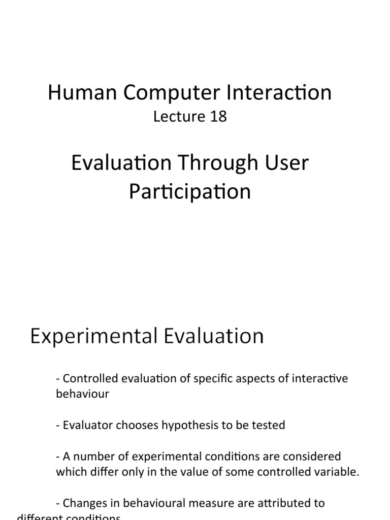 Human Computer Interaction Evaluation Through User Participation | PDF ...