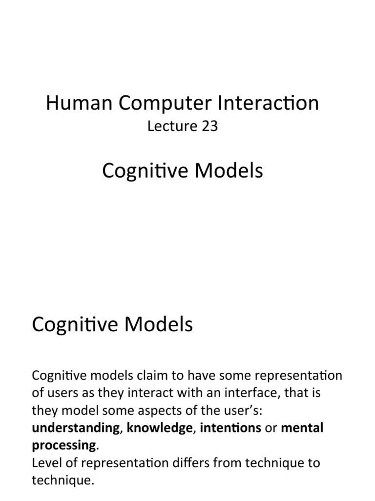 Human Computer Interaction Cognitive Models | PDF | Menu (Computing) | Cursor (User Interface)