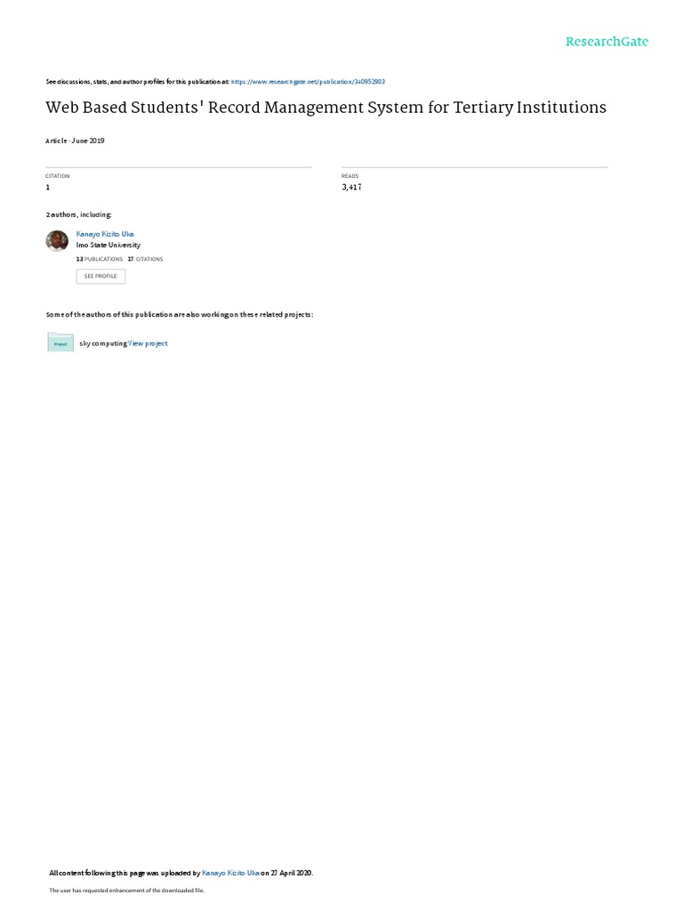 Web Based Students Record Management | PDF | Internet & Web | World ...