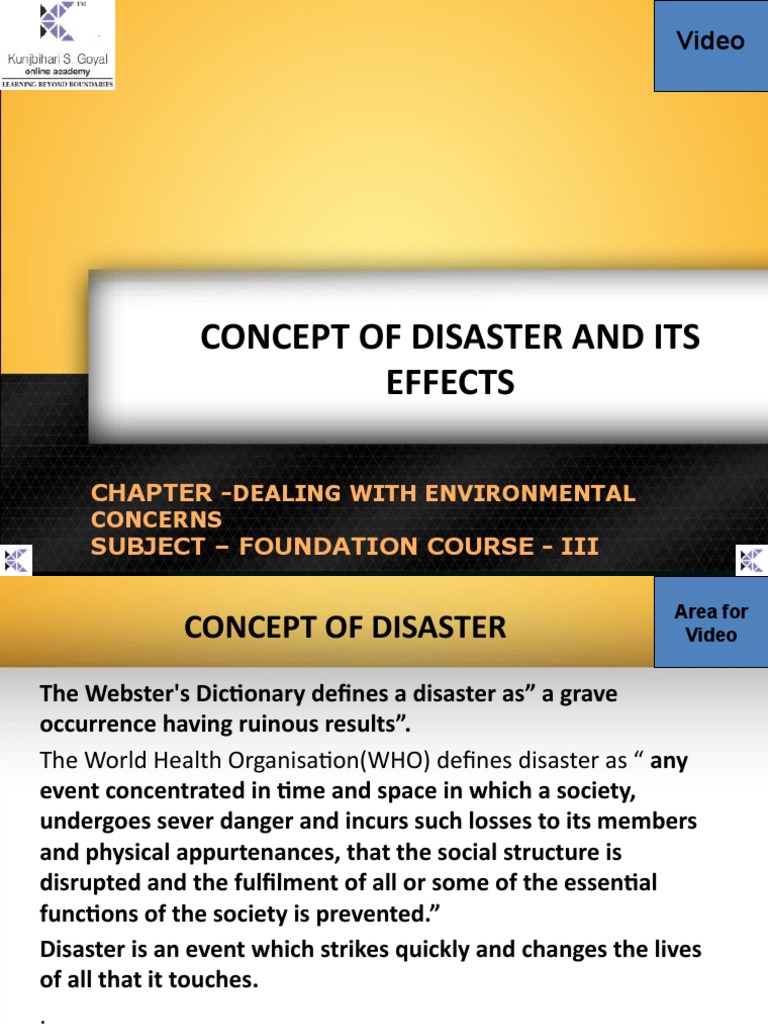 Environmental Concerns - Concepts of Disasters and Its Effects | PDF ...