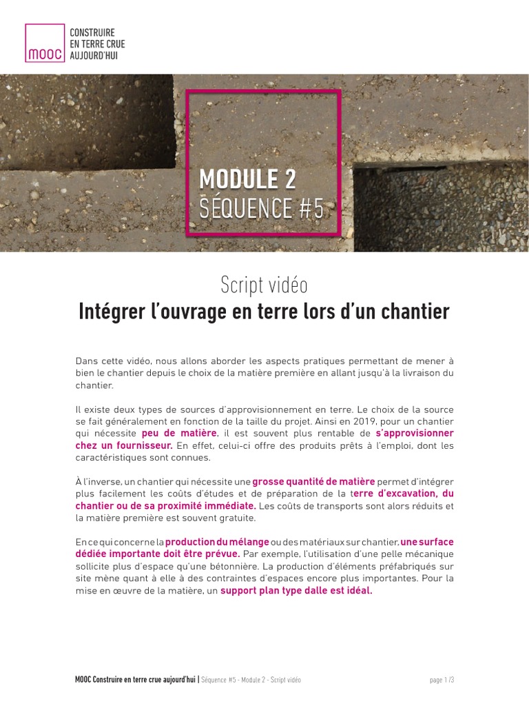 Gestion des chantiers en terre crue | PDF