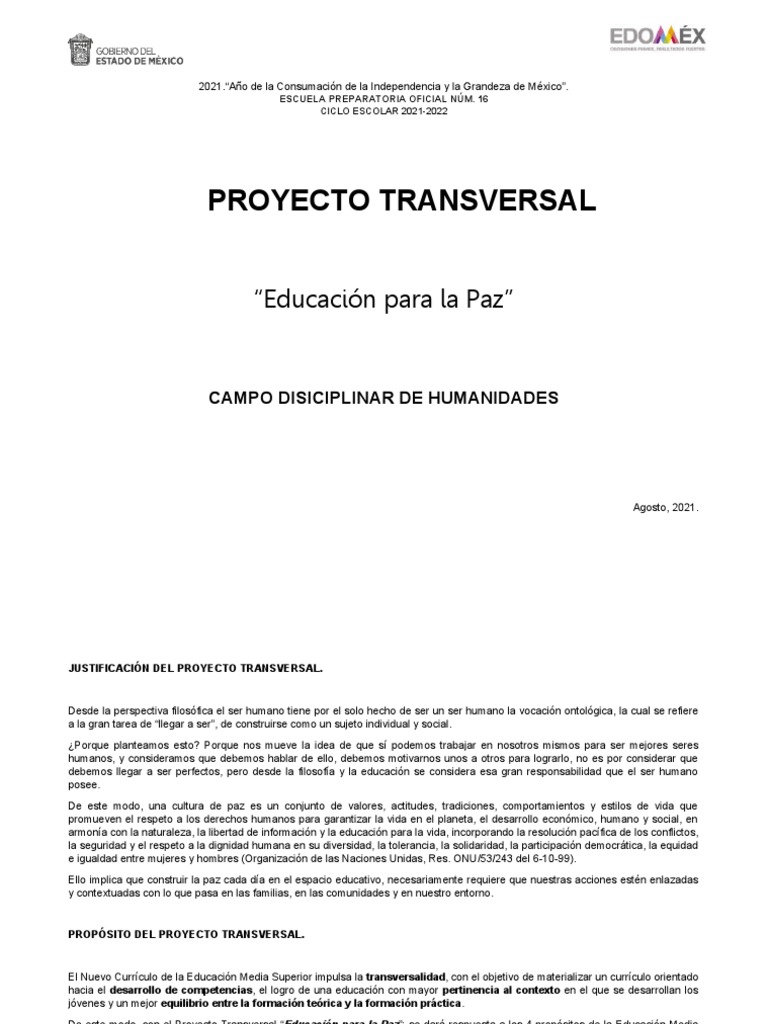 Proyecto Transversal | PDF | Aprendizaje | Plan de estudios