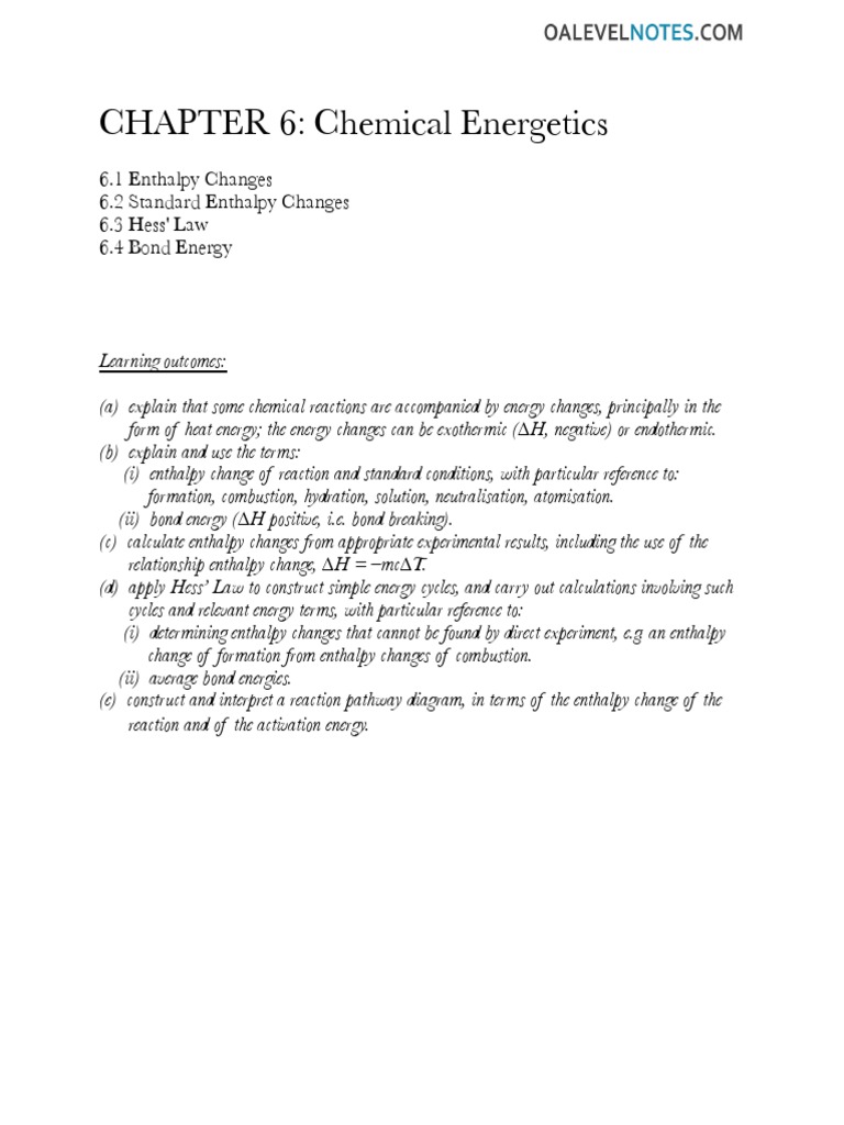 Chapter 6 Chemical Energetics | PDF | Chemical Reactions | Sodium Hydroxide