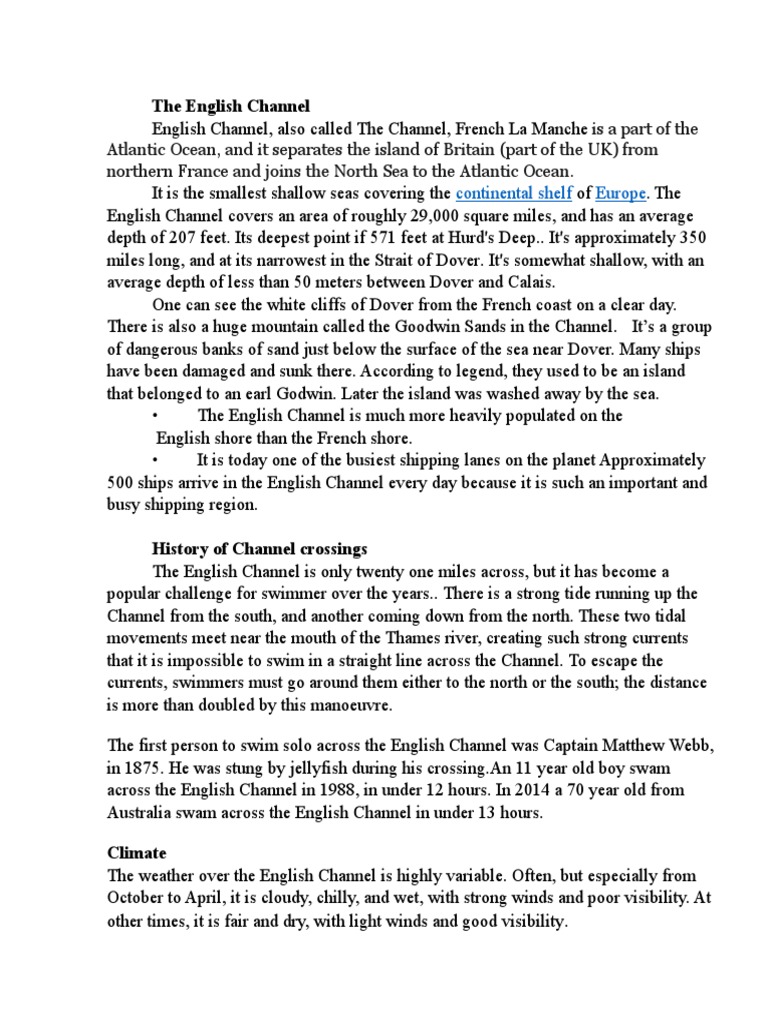 English Channel: Depth and Distance Facts | PDF | Sea | Earth Sciences