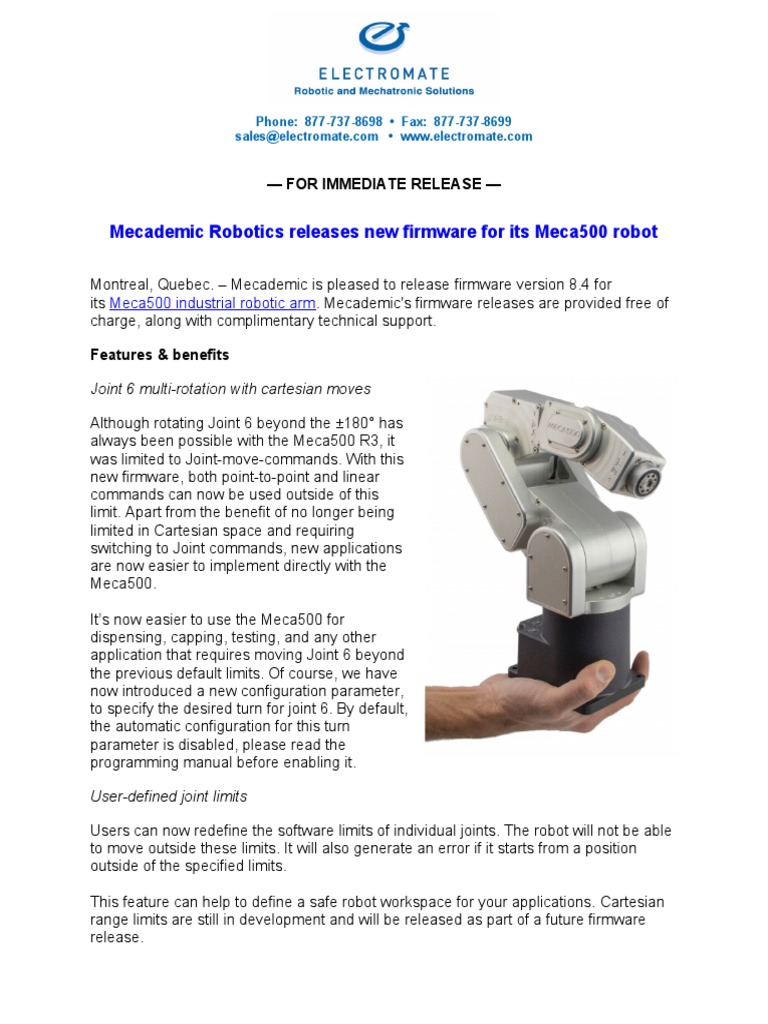 Meca500 Firmware 8.4 Update | PDF | Computing | Information Age