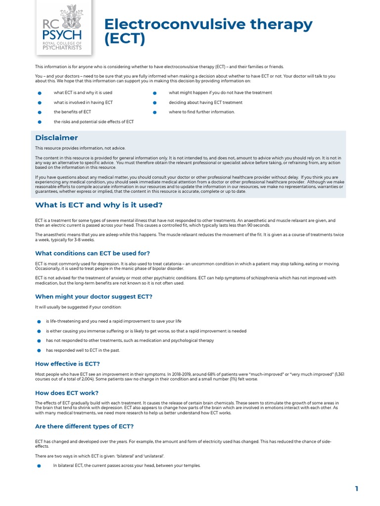 Ect Printable Version Small Text | PDF | Electroconvulsive Therapy ...