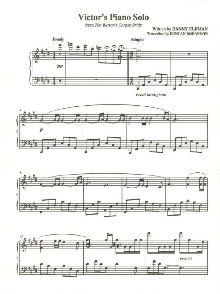 Victors Piano Solo Corpse Bride Danny Elfman | PDF