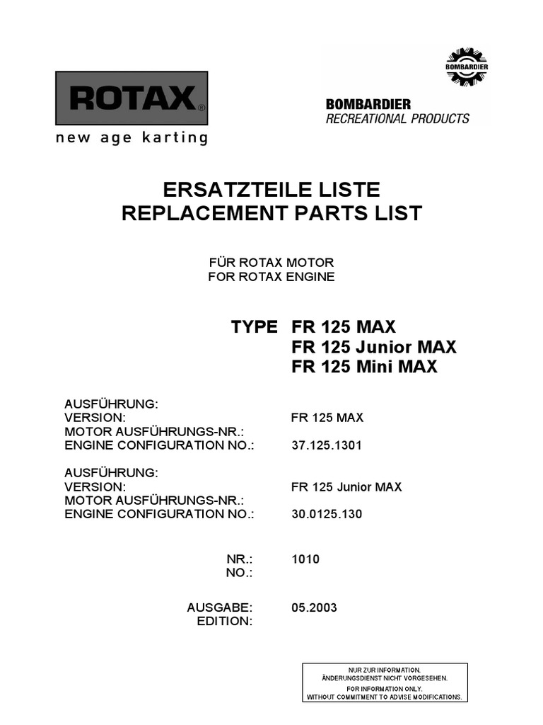 Rotax Karting FR 125 Part List | PDF