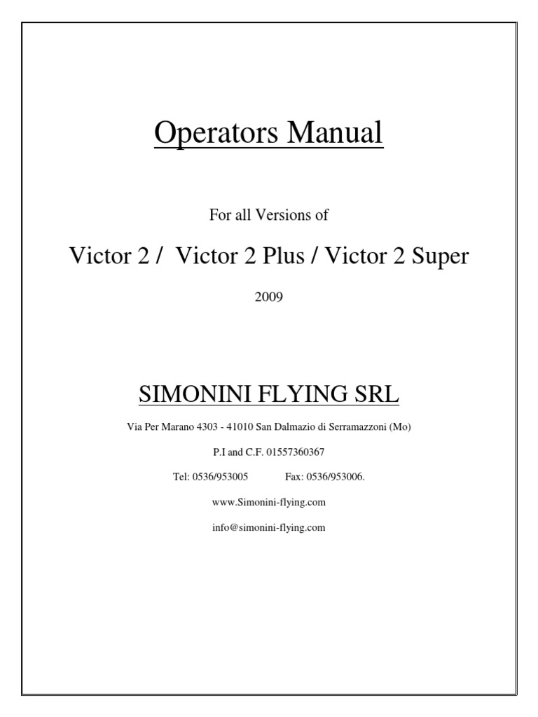 Operators Manual: Victor 2 / Victor 2 Plus / Victor 2 Super | PDF ...