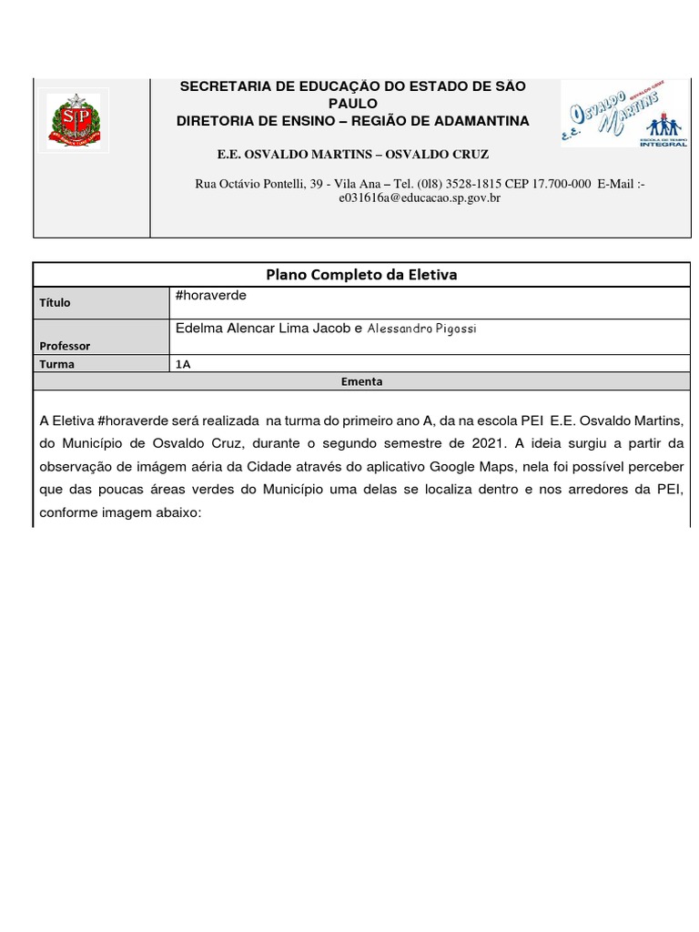 Plano Completo Eletiva 2 | PDF