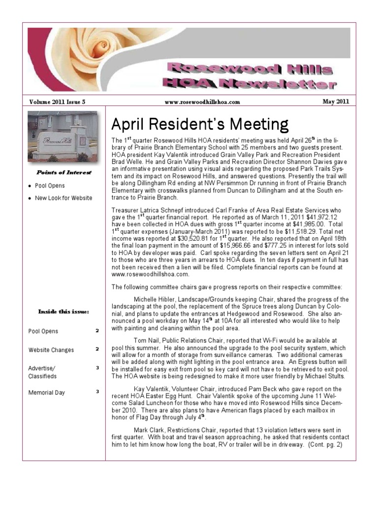 April Resident's Meeting April Resident's Meeting April Resident's ...