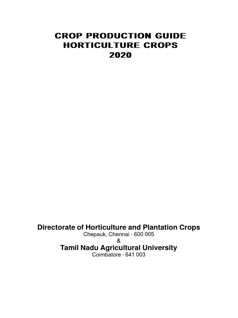 Crop Production Guide Horticulture Crops 2020 | PDF | Fertilizer | Spice