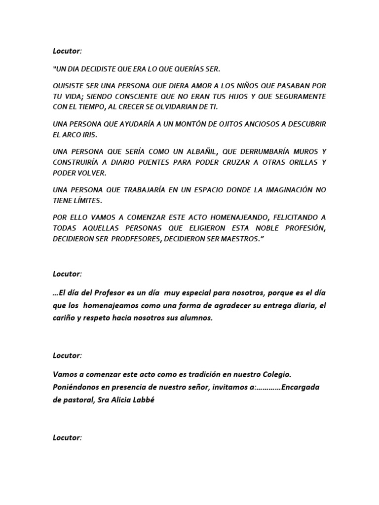 Libreto Día Del Profesor | PDF | Arte