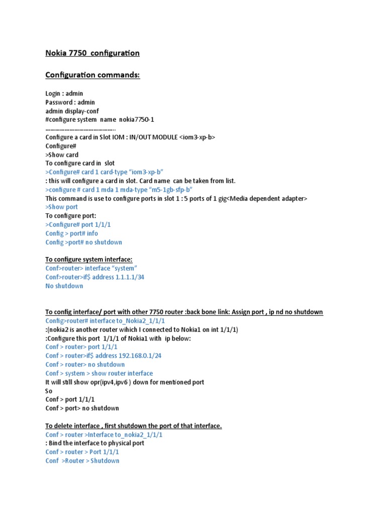 Nokia 7750 configuration guide | PDF | Networking | Multiprotocol Label Switching