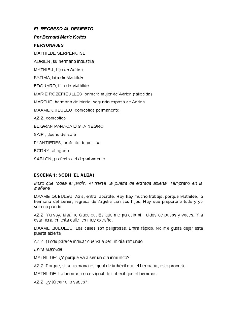 Regreso Al Desierto Libreto Final | PDF