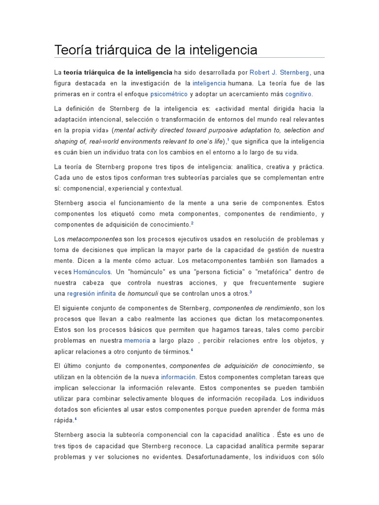 Teoría Triárquica de Sternberg | PDF | Evaluación neuropsicológica ...