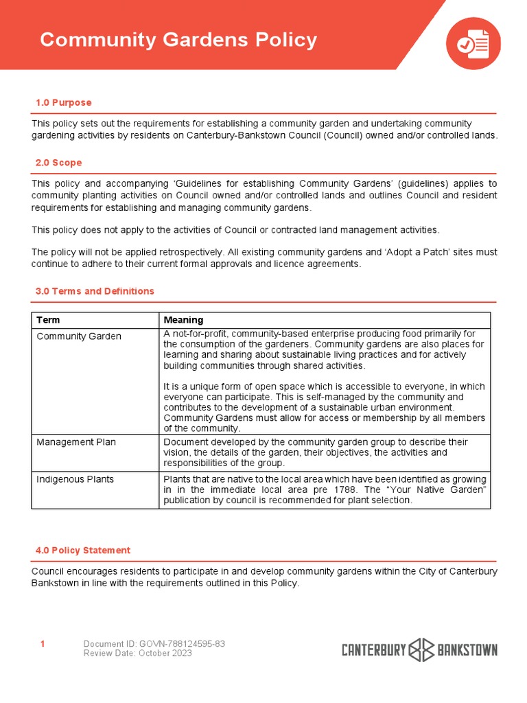 Community Gardens Policy and Guidelines - Adopted October 2020 PDF ...