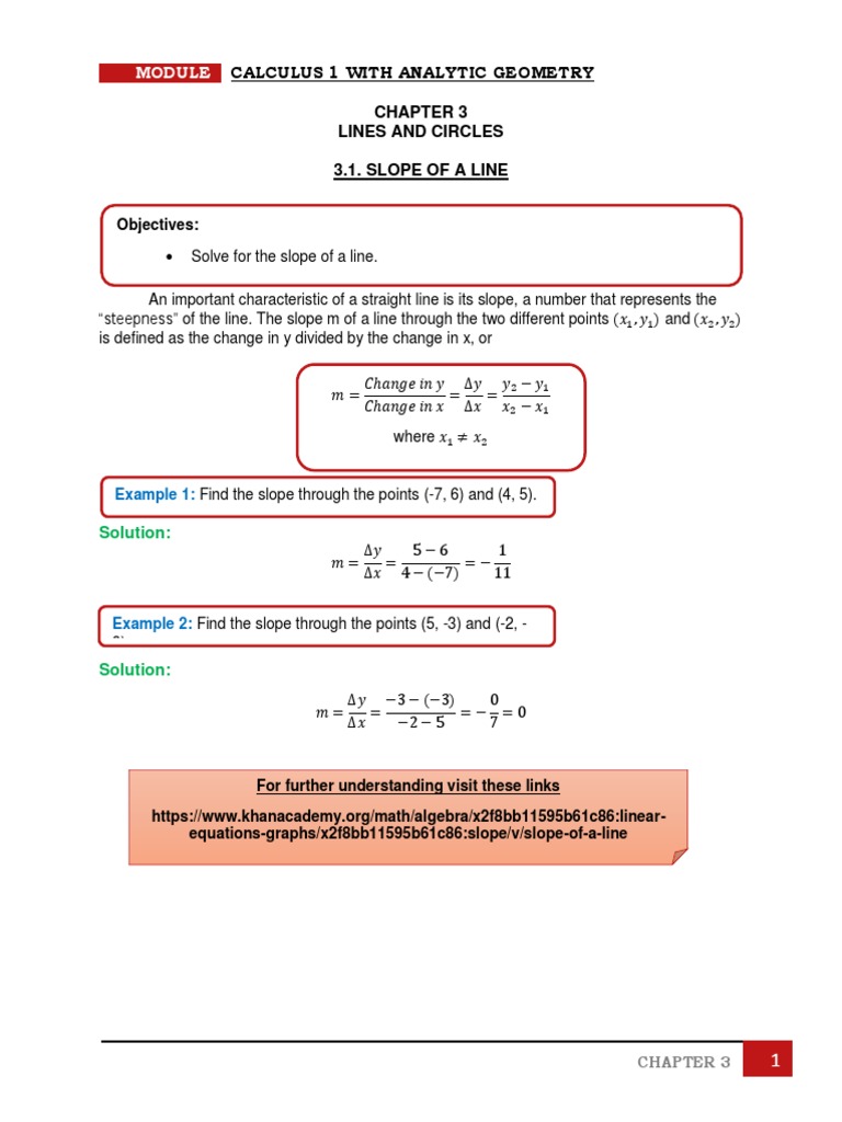 Chapter 3 Lines and Circles | PDF | Equations | Line (Geometry)