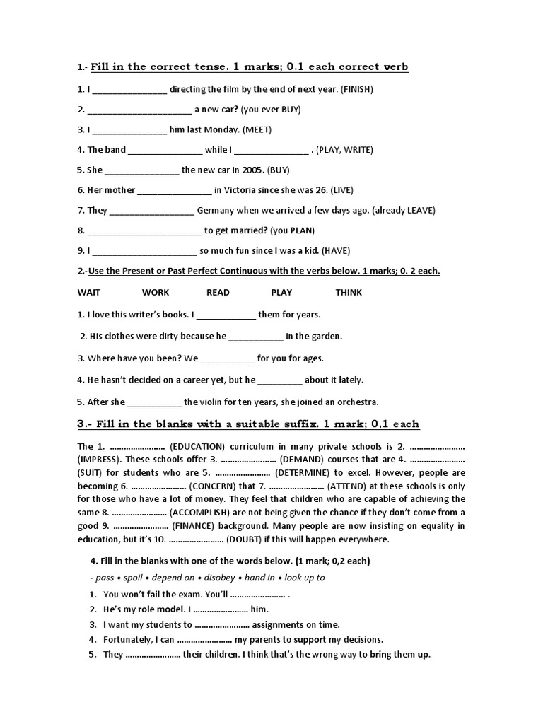 Mastering Tenses and Grammar Structures: A Comprehensive Exercise for ...