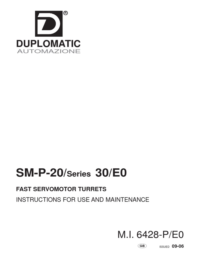 Duplomatic E0 Turret User Manual | PDF | Valve | Electrical Connector
