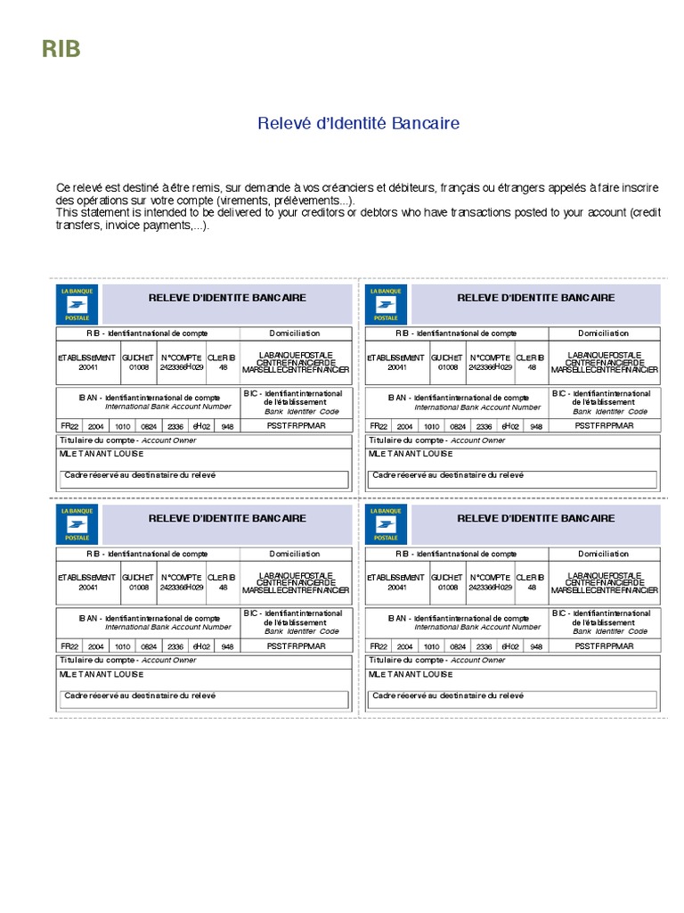 Rib Banque Postale | PDF