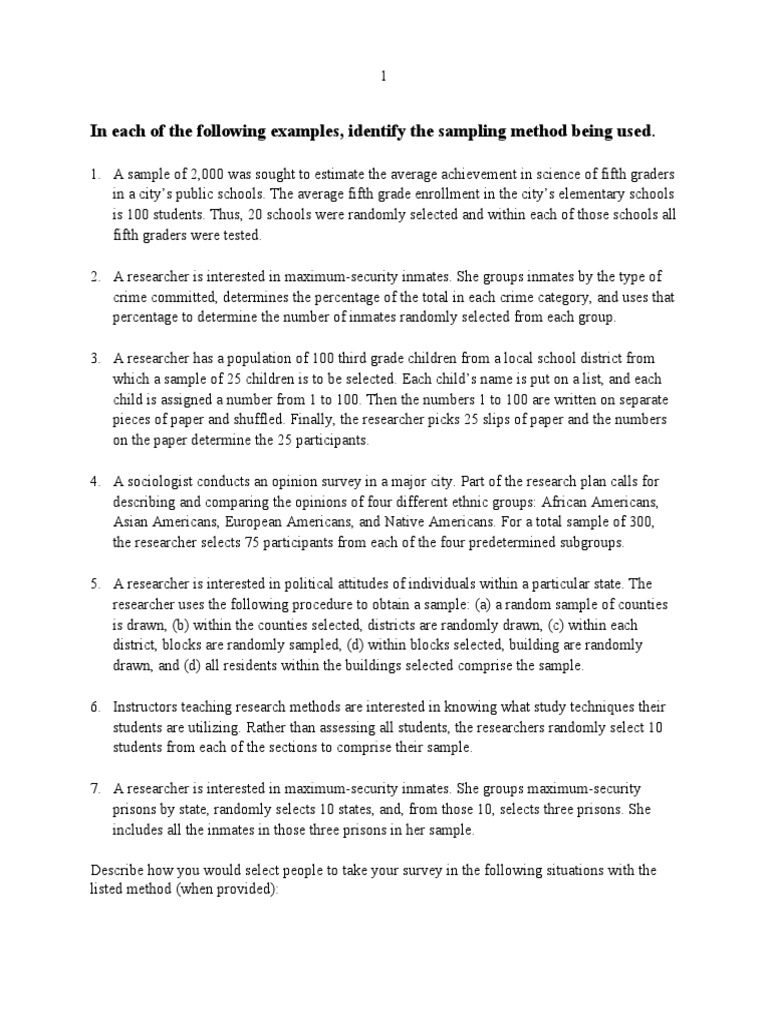 Identifying Sampling Methods | PDF | Sampling (Statistics)