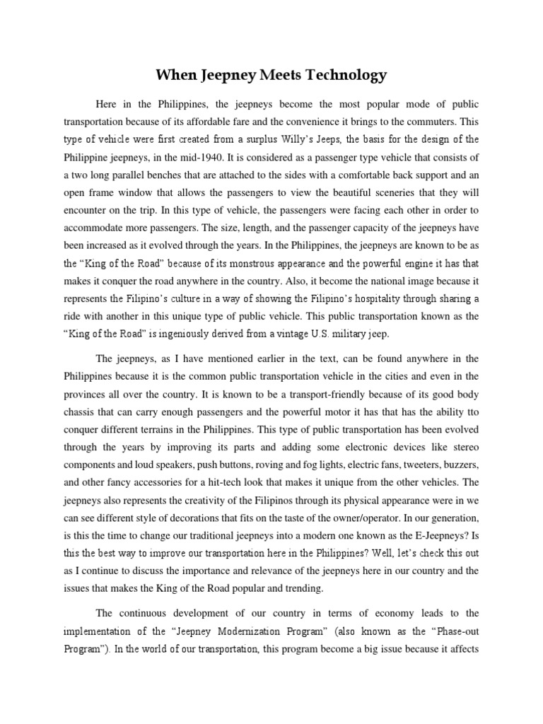Evolution of Philippine Jeepney Design | PDF | Transport