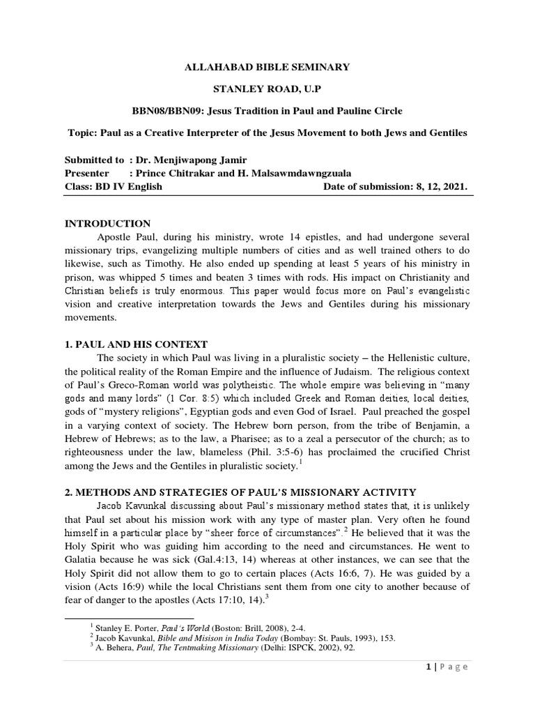 Prince Chitrakar and H. Malsawmdawngzuala | PDF | Paul The Apostle ...