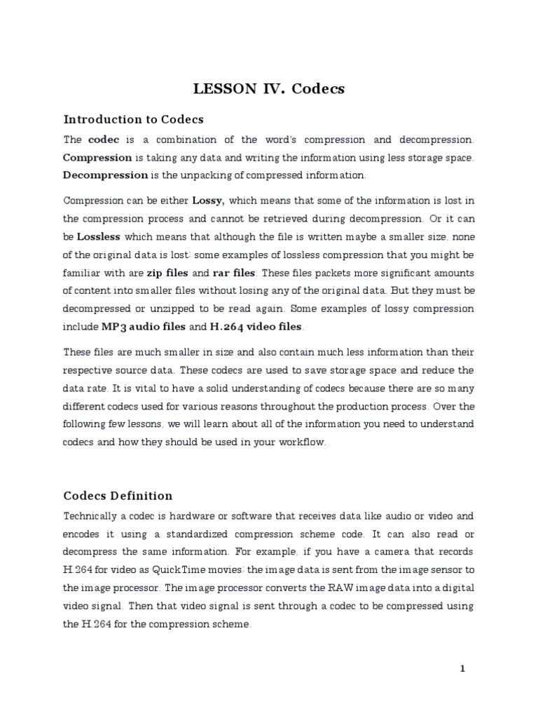 Lesson 4-5 | PDF | Data Compression | Codec