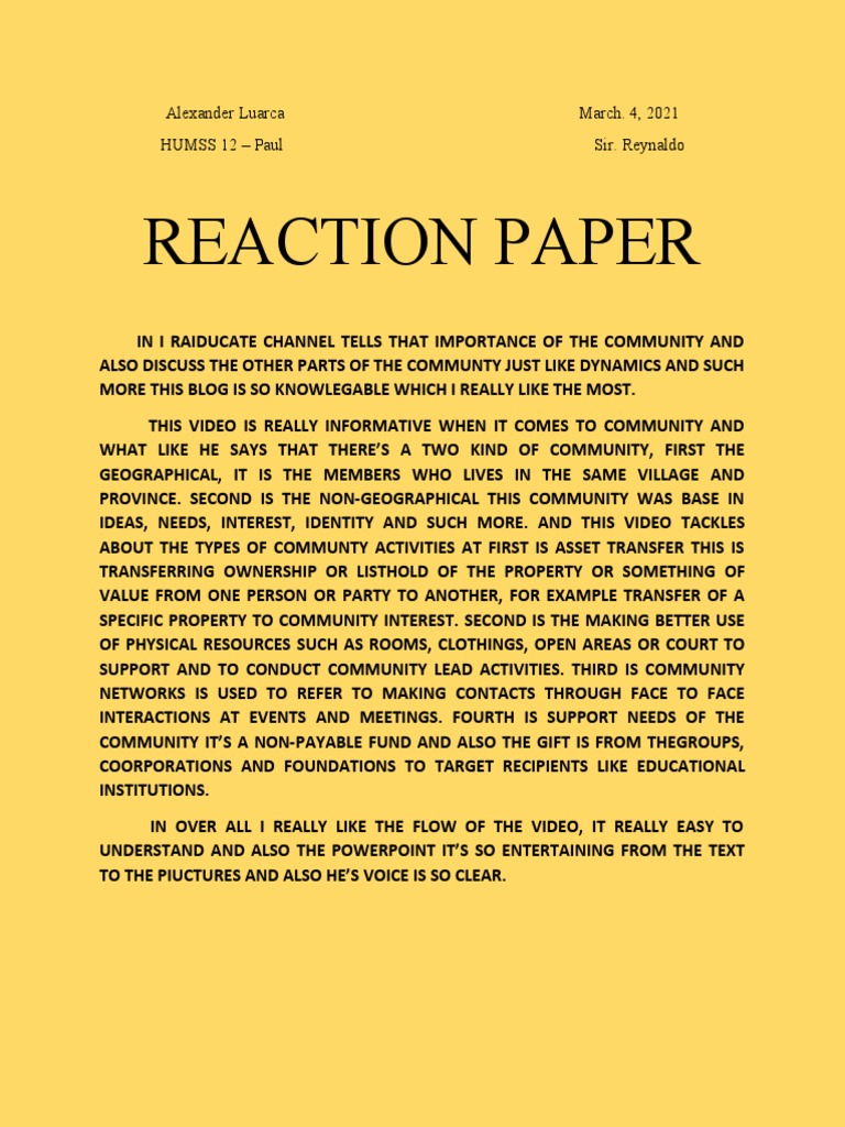 Reaction Paper | PDF | Social Science